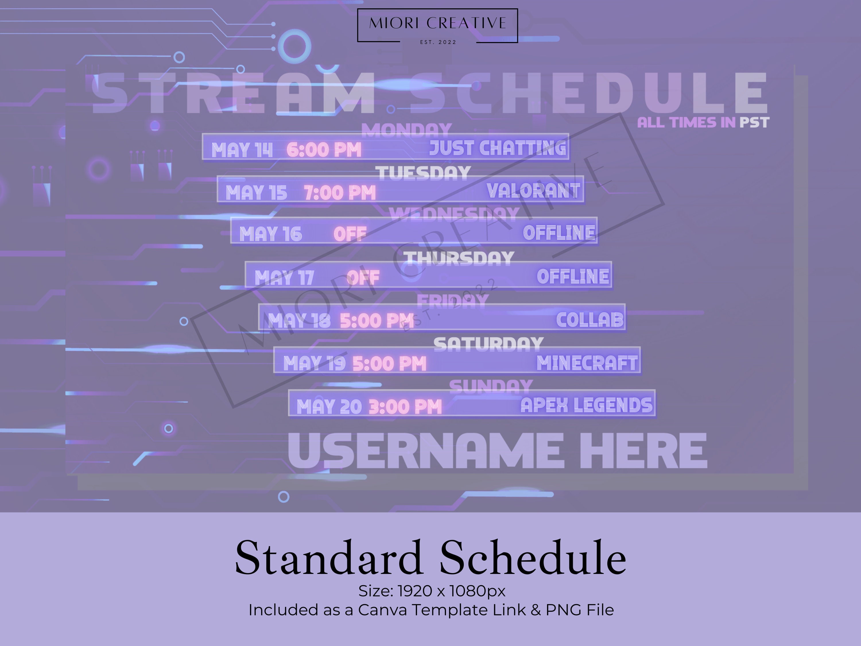 Pastel Vtuber Schedule Template Vtubers Stream Schedule Vtuber - Etsy