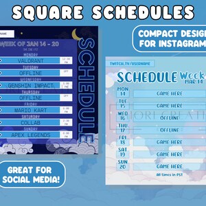 Blue Vtuber Stream Schedule Template: Sky Design (2-pack, Canva ...