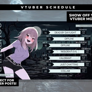 Spooky Stream Schedule Dark Vtuber Schedule Template Halloween Vtuber ...