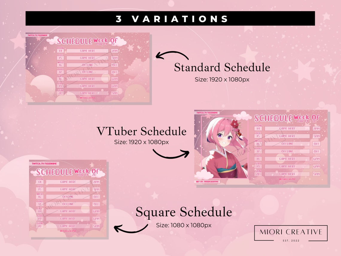 Pink Sky Vtuber Schedule Template Cute Sky Vtuber Stream - Etsy Canada