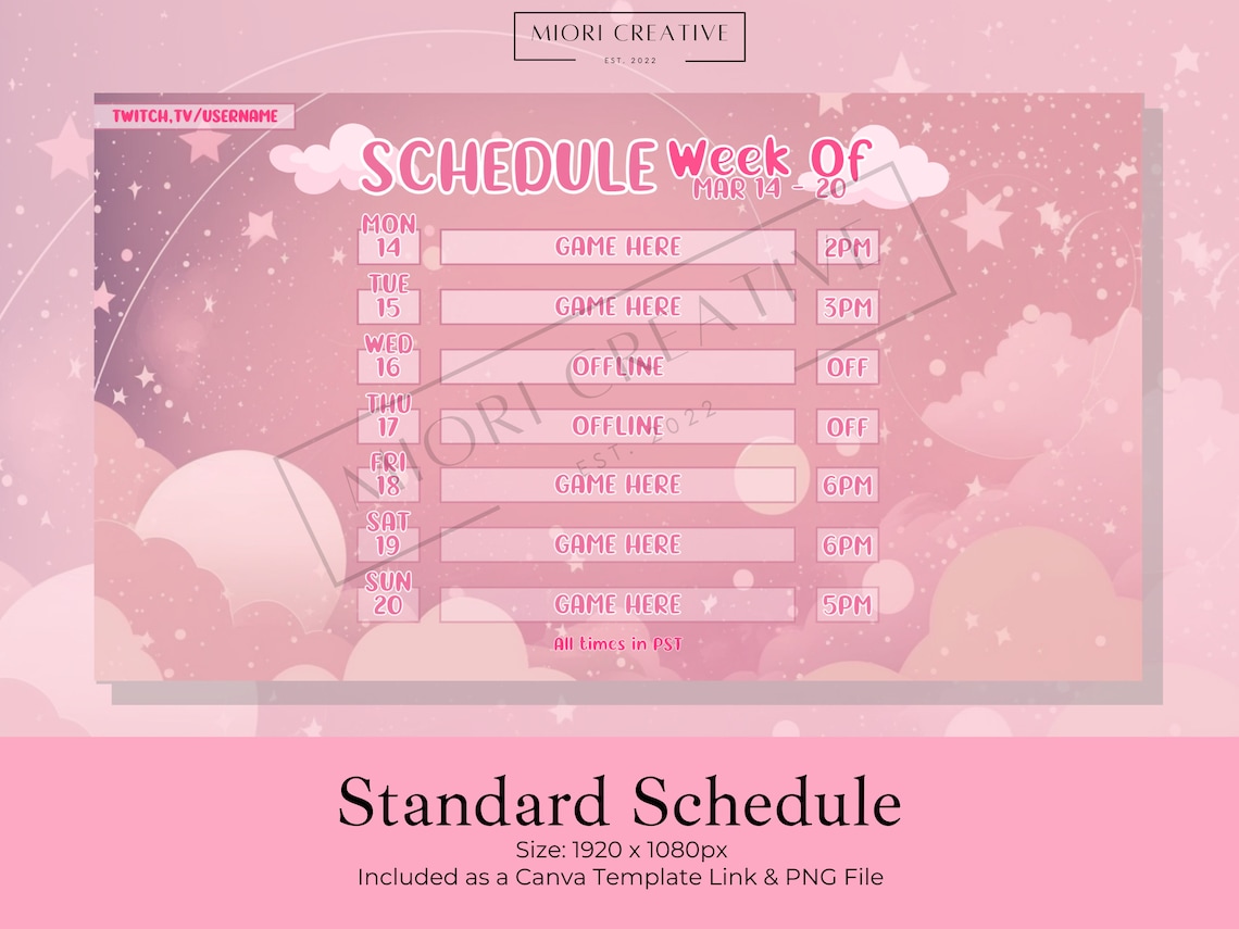 Pink Sky Vtuber Schedule Template Cute Sky Vtuber Stream - Etsy Canada
