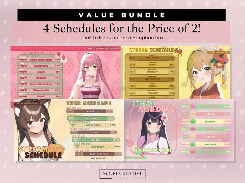 Pink Pngtuber Schedule Template Vtuber Twitch Schedule Vtuber - Etsy Canada