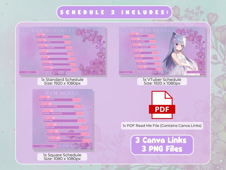 Sakura Vtuber Stream Schedule Template: Cherry Blossom Twitch Schedule ...