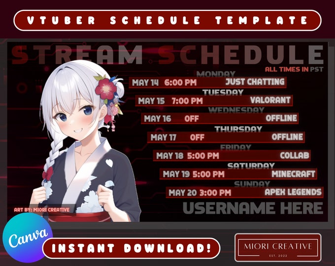 Summer Vtuber Asset Yellow Vtuber Schedule Twitch Stream Schedule ...