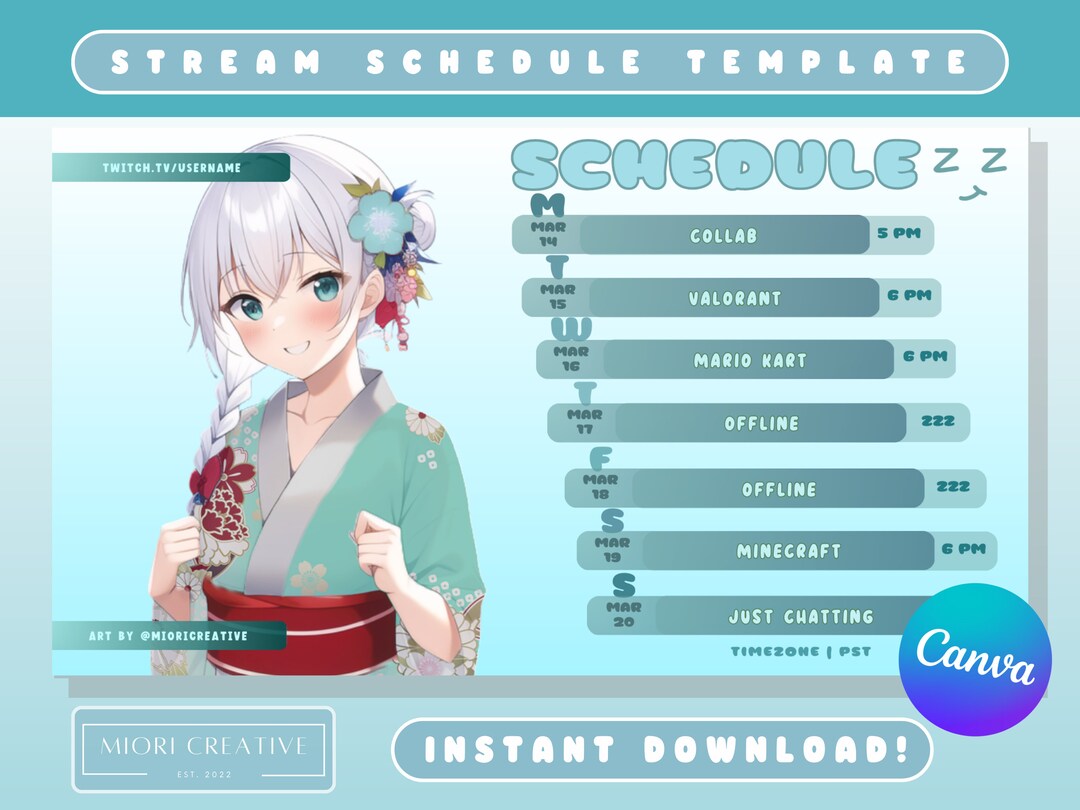 Vtuber Schedule Twitch Stream Schedule Cute Twitch Schedule Vtuber ...