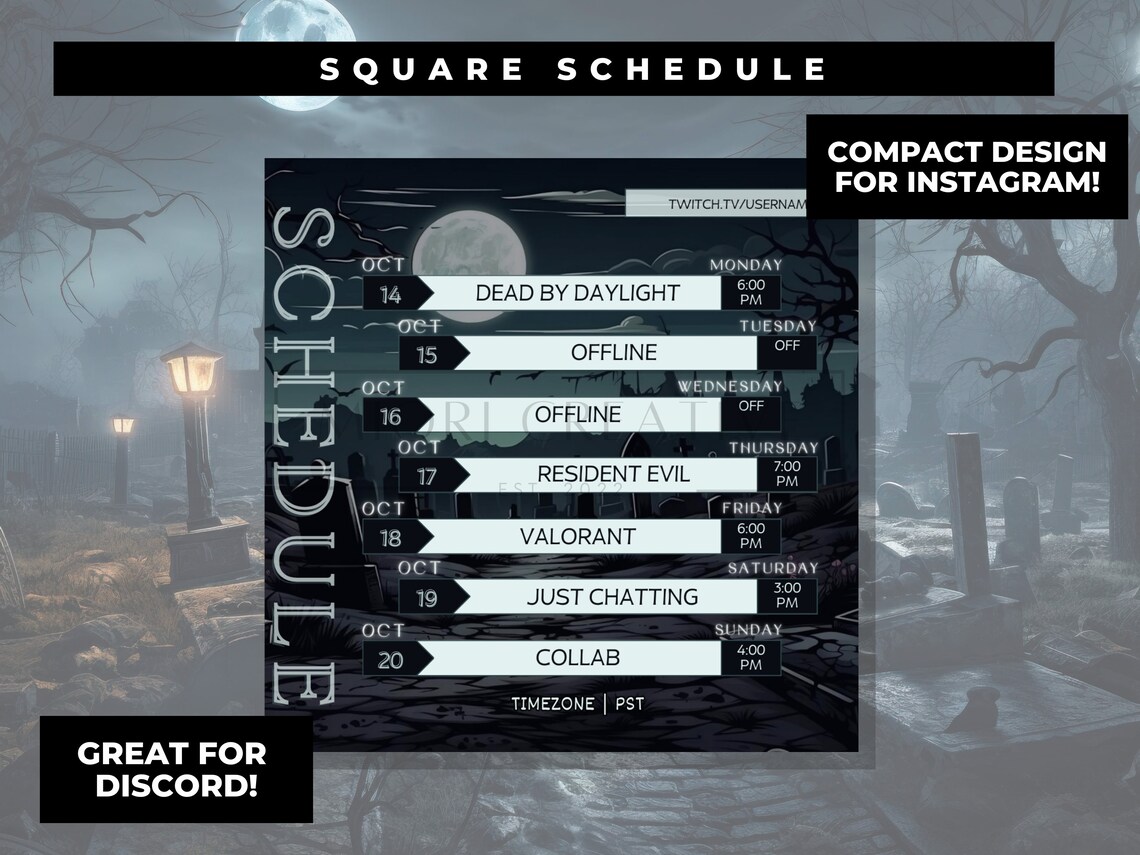 Spooky Vtuber Stream Schedule Template: Gothic Halloween Theme (canva ...