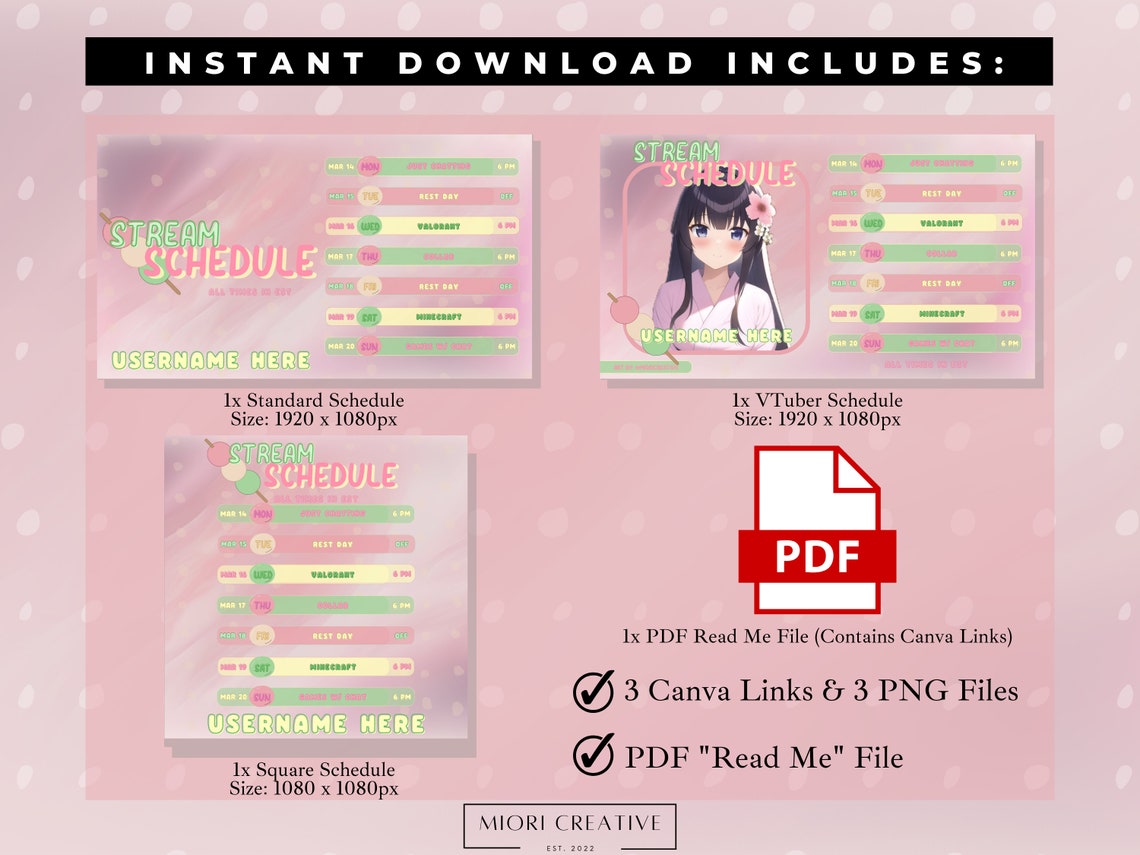 Pink Pngtuber Schedule Template Vtuber Twitch Schedule Vtuber - Etsy Canada