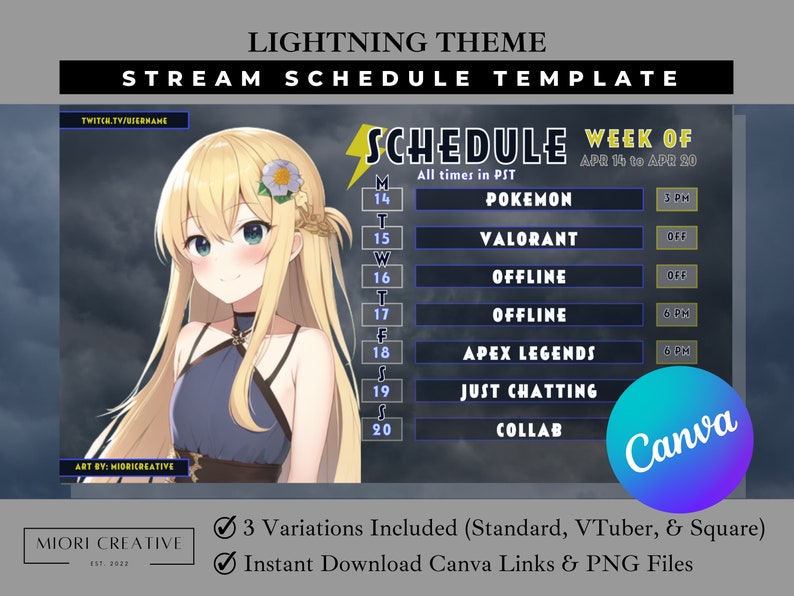 Grey Pngtuber Schedule Template Vtuber Twitch Schedule Vtuber - Etsy