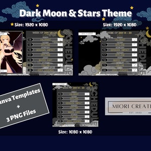 Cute Moon Vtuber Schedule Template Bundle Cloud Stream - Etsy