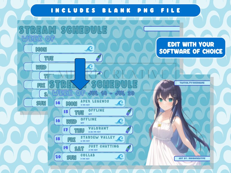 Blue Vtuber Assets Water Vtuber Stream Schedule Twitch - Etsy