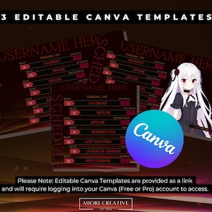 Red Pngtuber Schedule Template Dark Vtuber Stream Schedule Twitch Black ...