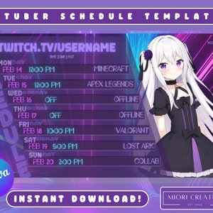 Neon Vtuber Schedule Template Twitch Schedule Purple Pngtuber Schedule ...