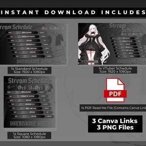 Goth Vtuber Schedule Template Dark Twitch Schedule Black Vtuber Stream ...