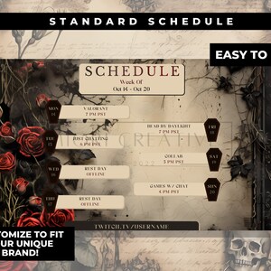 Gothic Vampire Vtuber Schedule Template: Rose Twitch Stream Asset ...