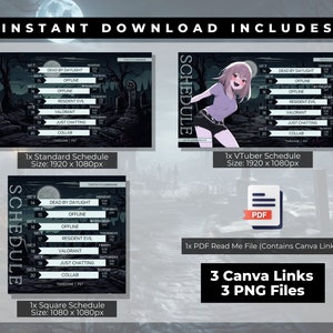 Spooky Stream Schedule Dark Vtuber Schedule Template Halloween Vtuber ...