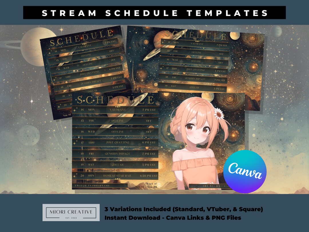 Space Vtuber Stream Schedule Template Alien Twitch Assets Star Vtubers ...