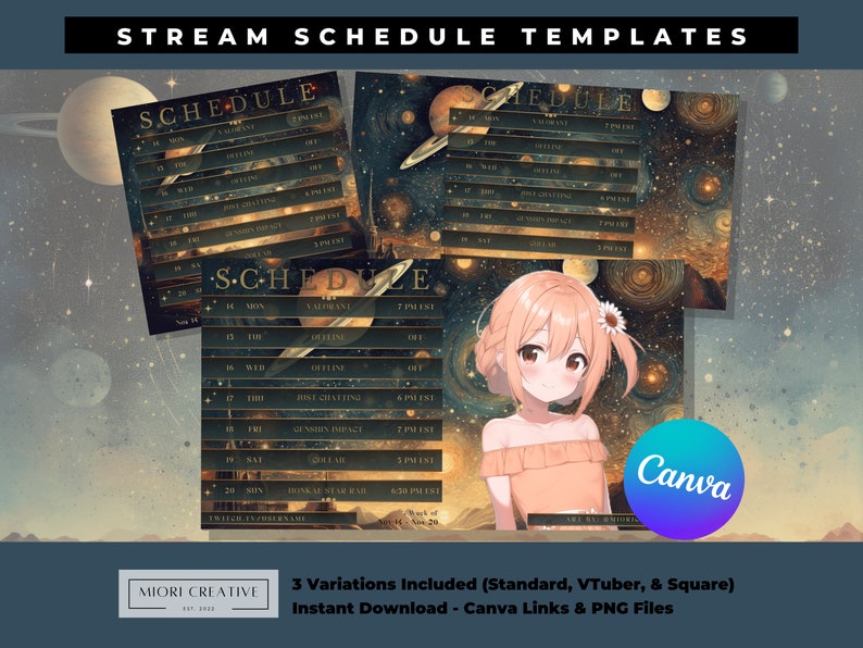 Space Vtuber Stream Schedule Template Alien Twitch Assets Star - Etsy