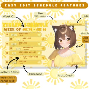 Summer Vtuber Asset Yellow Vtuber Schedule Twitch Stream Schedule ...