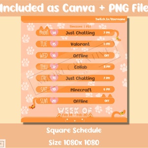 Cat Vtuber Stream Schedule Template, Orange Vtuber Schedule, Cute ...