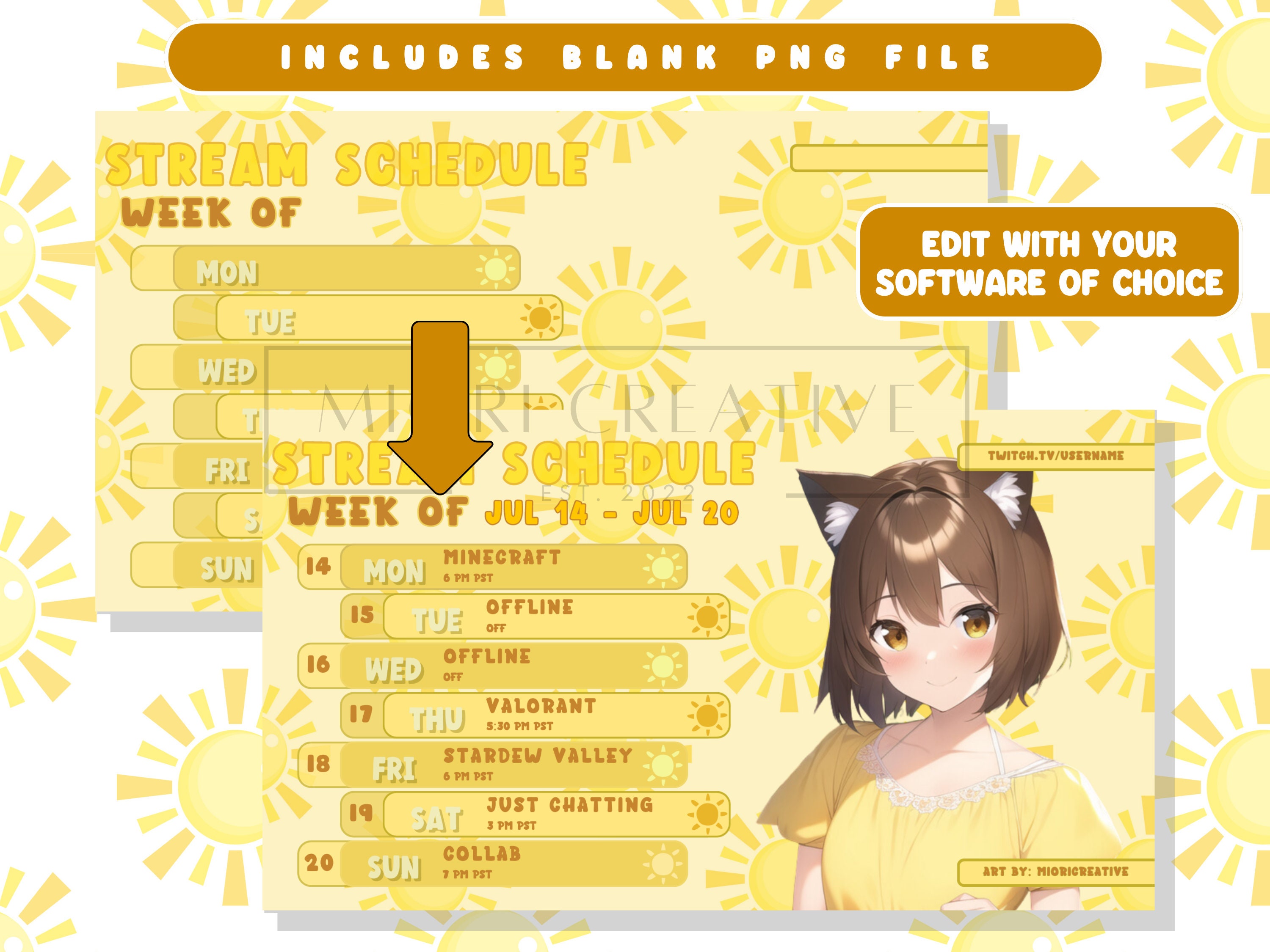 Summer Vtuber Asset Yellow Vtuber Schedule Twitch Stream Schedule ...