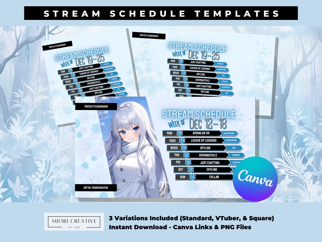 Cute Vtuber Schedule Template, White Winter Vtuber Schedule Stream ...