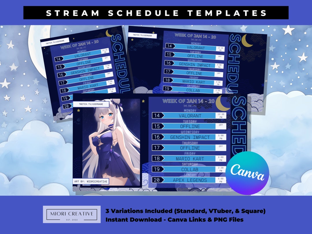 Moon Vtuber Schedule Template Star Twitch Streaming Schedules Japanese ...