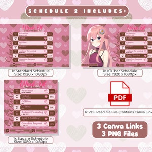 Valentines Vtuber Stream Schedule Template Bundle (canva Editable) - Etsy