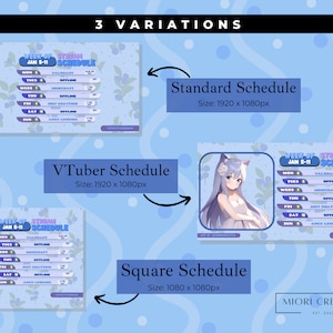 Cute Vtuber Schedule Template Canva Stream Schedule Blue Twitch ...