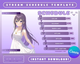 ENG Ver. Stream Schedule Template Pixel Galaxy Theme - Etsy
