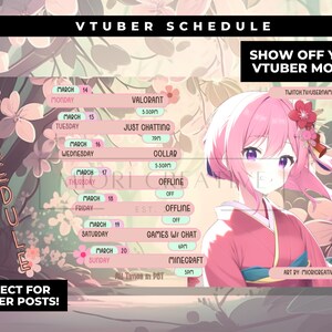 Spring Vtuber Schedule Template, Pink Vtuber Stream Schedule, Flower ...