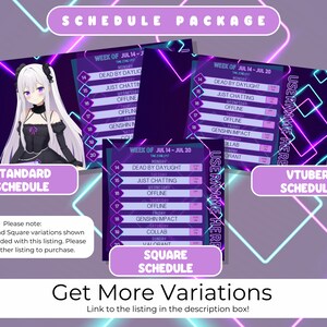 Purple Stream Schedule Template Vtuber Assets Twitch Schedule Neon ...