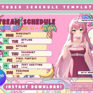 Summer Stream Schedule Template Vtuber Schedule Cute Vtuber Asset ...