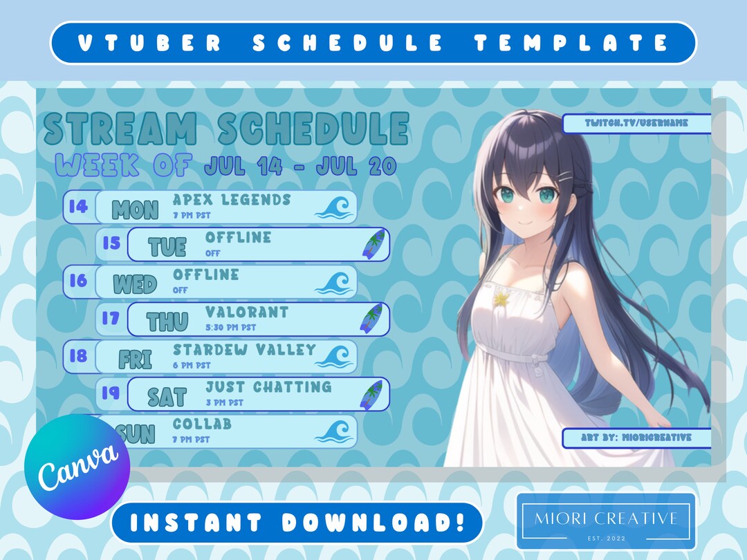 Blue Vtuber Assets Water Vtuber Stream Schedule Twitch Schedule Vtuber ...