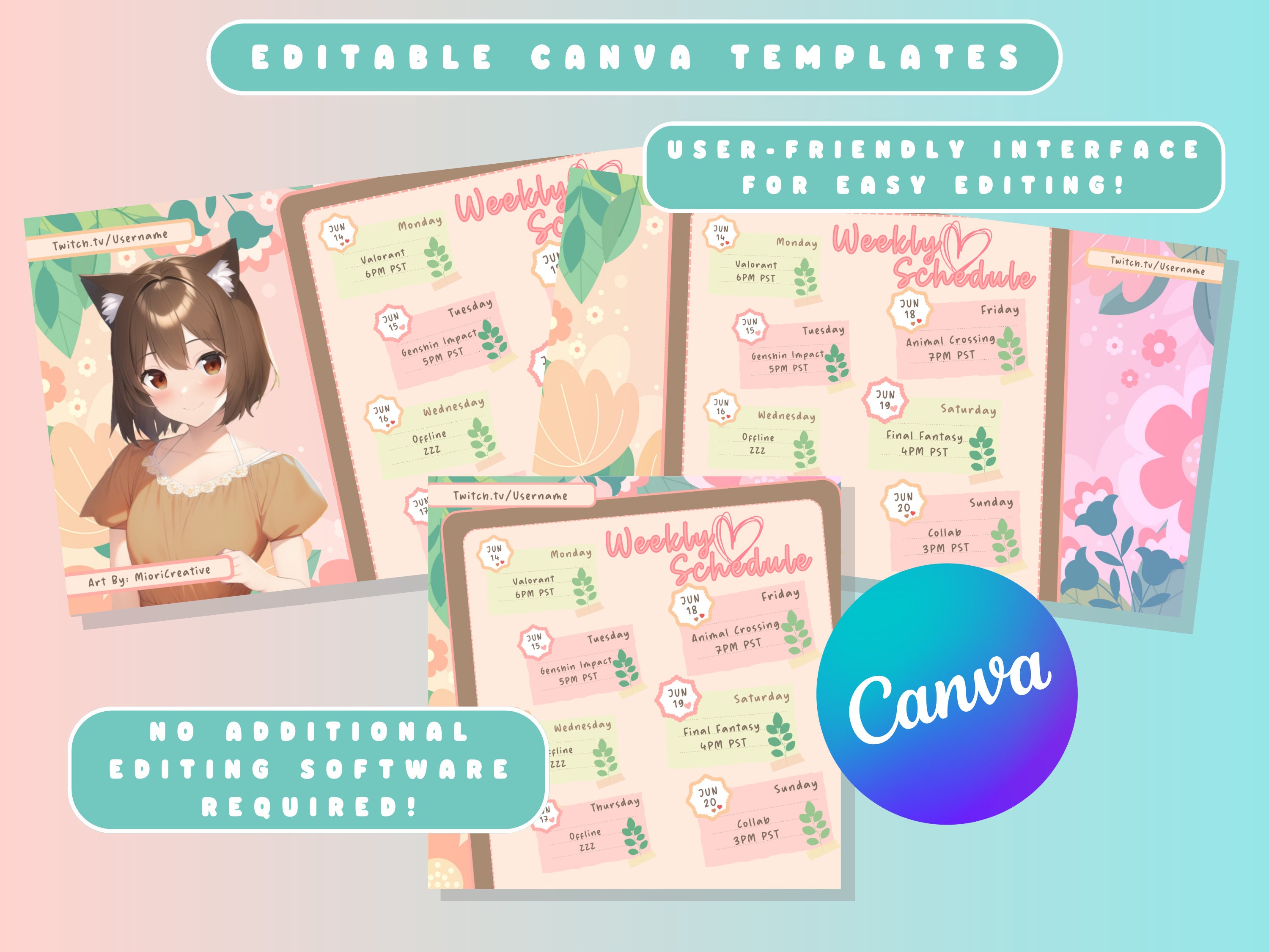 2-pack Plant Vtuber Stream Schedule Flower Vtuber Schedule - Etsy