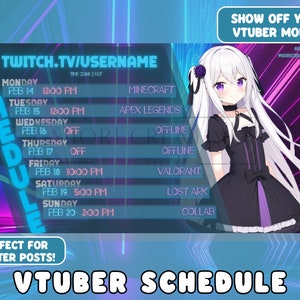 Neon Vtuber Schedule Template Vtuber Schedule Purple Twitch Schedule ...