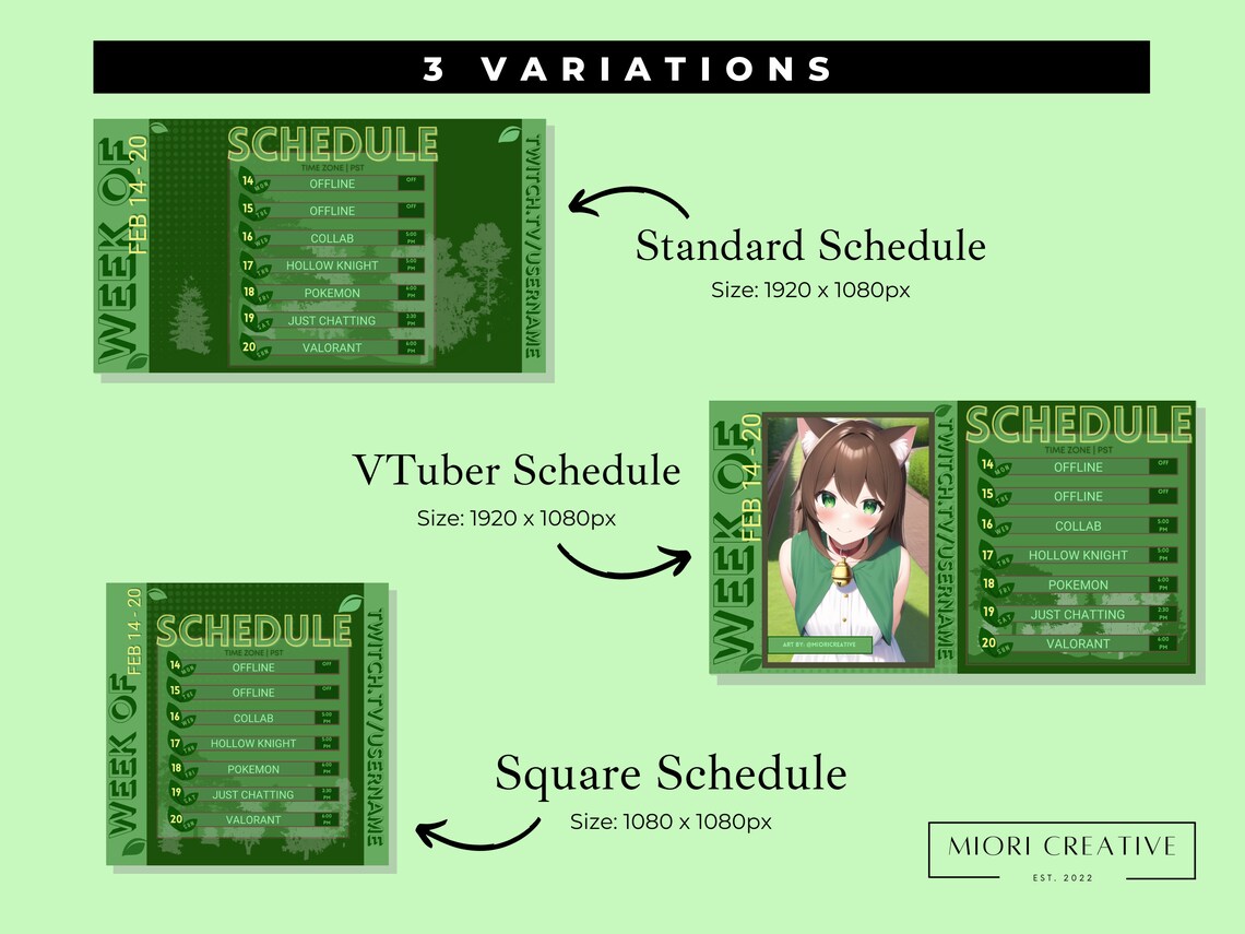 Green Pngtuber Schedule Template Leaf Vtuber Stream Schedule - Etsy Canada