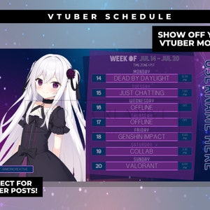 Vtuber Stream Schedule Template: Space Twitch Overlay (canva Template ...