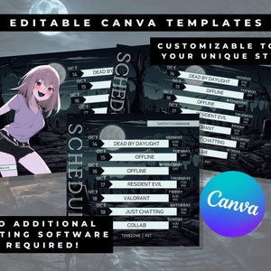 Spooky Stream Schedule Dark Vtuber Schedule Template Halloween Vtuber ...