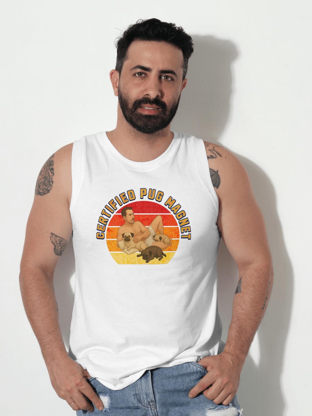 Funny Pug Tank Top for Men or Women - Certified Pug Magnet Tee in ...