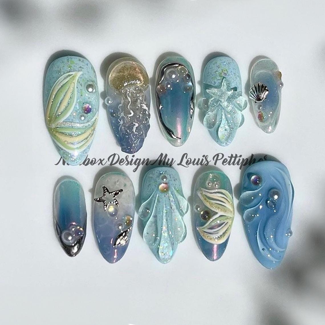 Handmade Custom Press on Nails, Hand Drawn Nails, Party Press on Nails ...