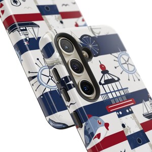 Nautical, Navy, Lighthouse, Tough Phone Case, iPhone 15 Pro Max, 14 ...