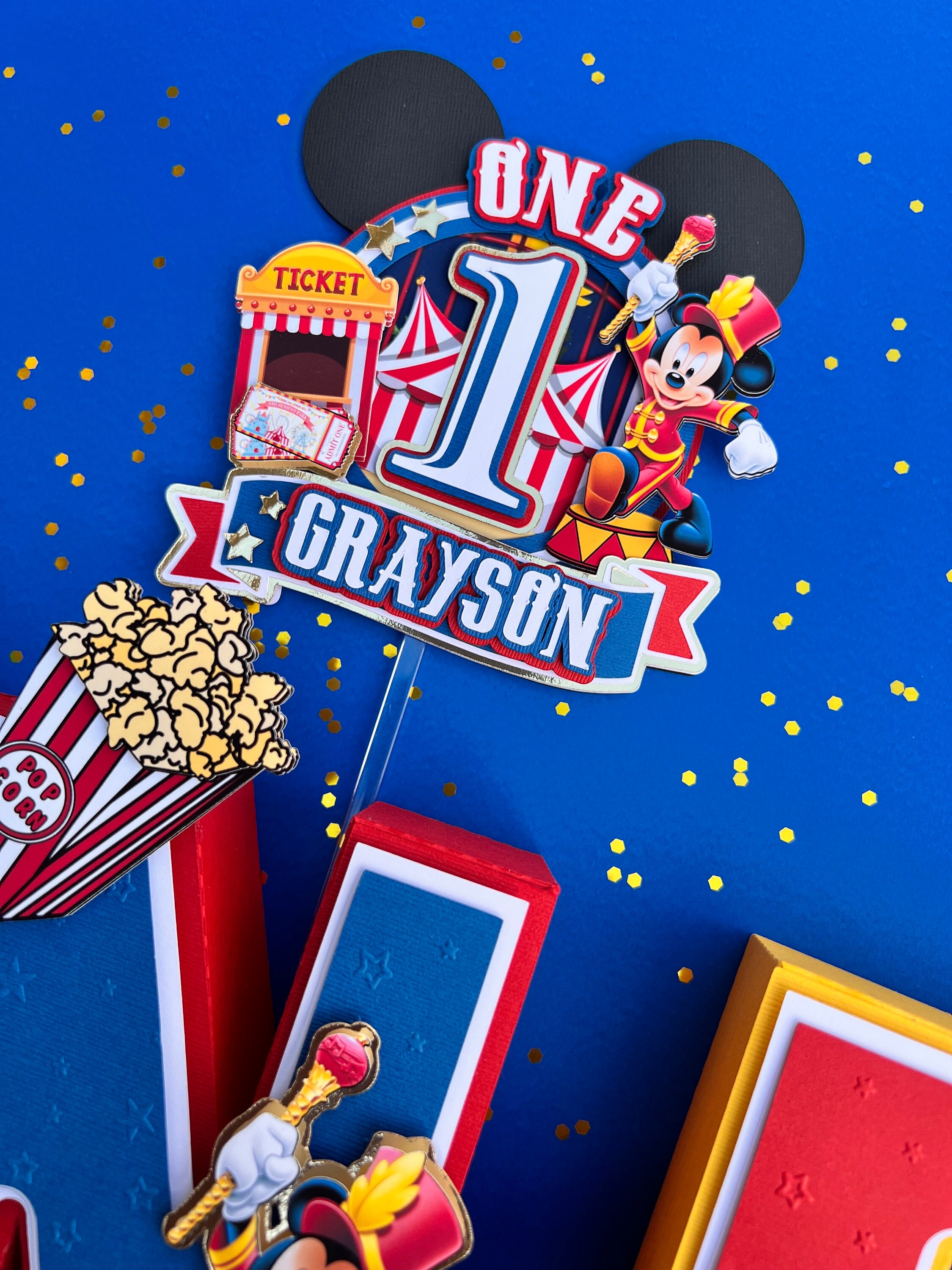 Mickey Mouse Circus Cake Topper, Cake Topper Carnival Mickey Mouse ...