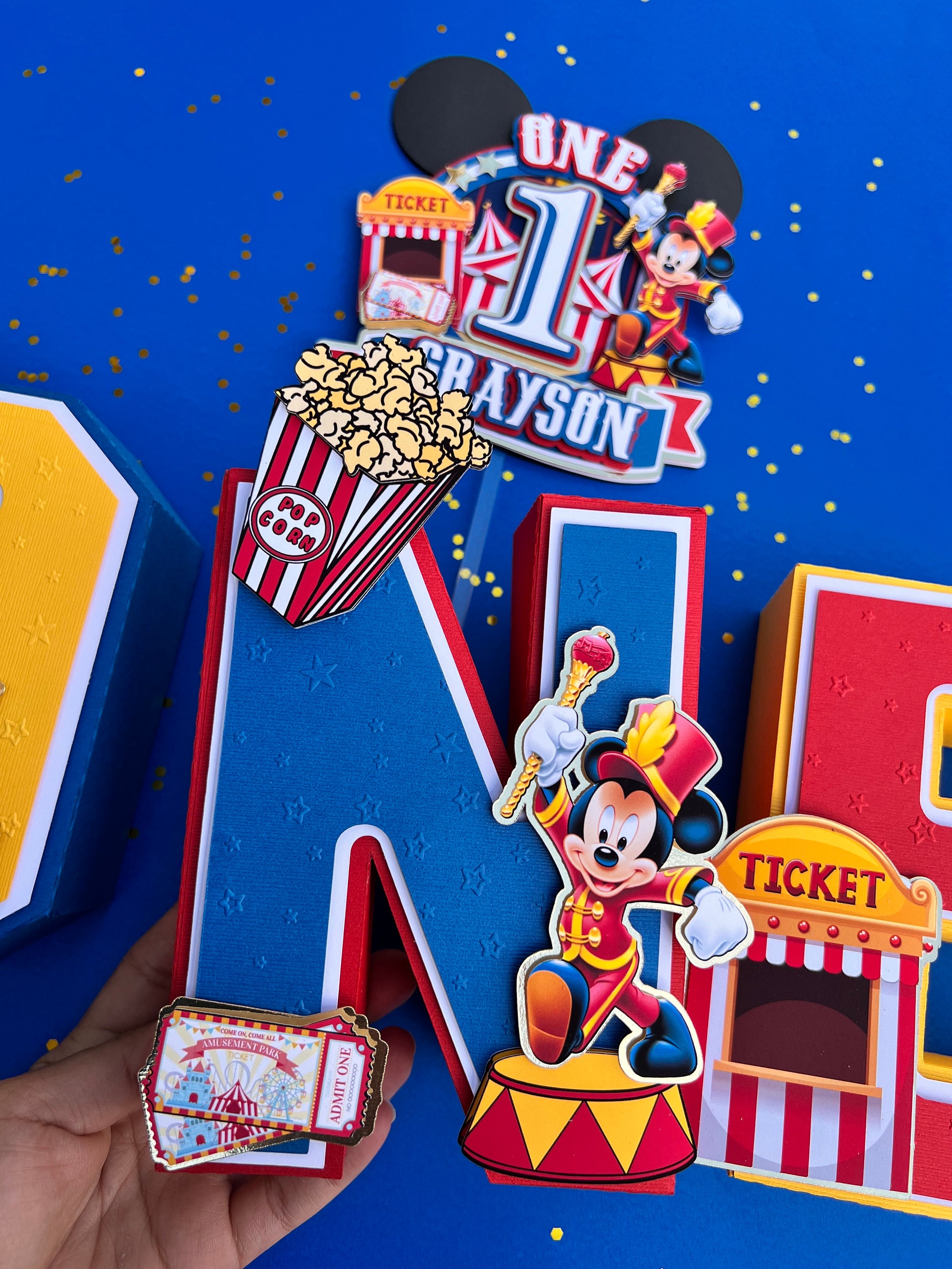 Mickey Mouse Circus Cake Topper, Cake Topper Carnival Mickey Mouse ...