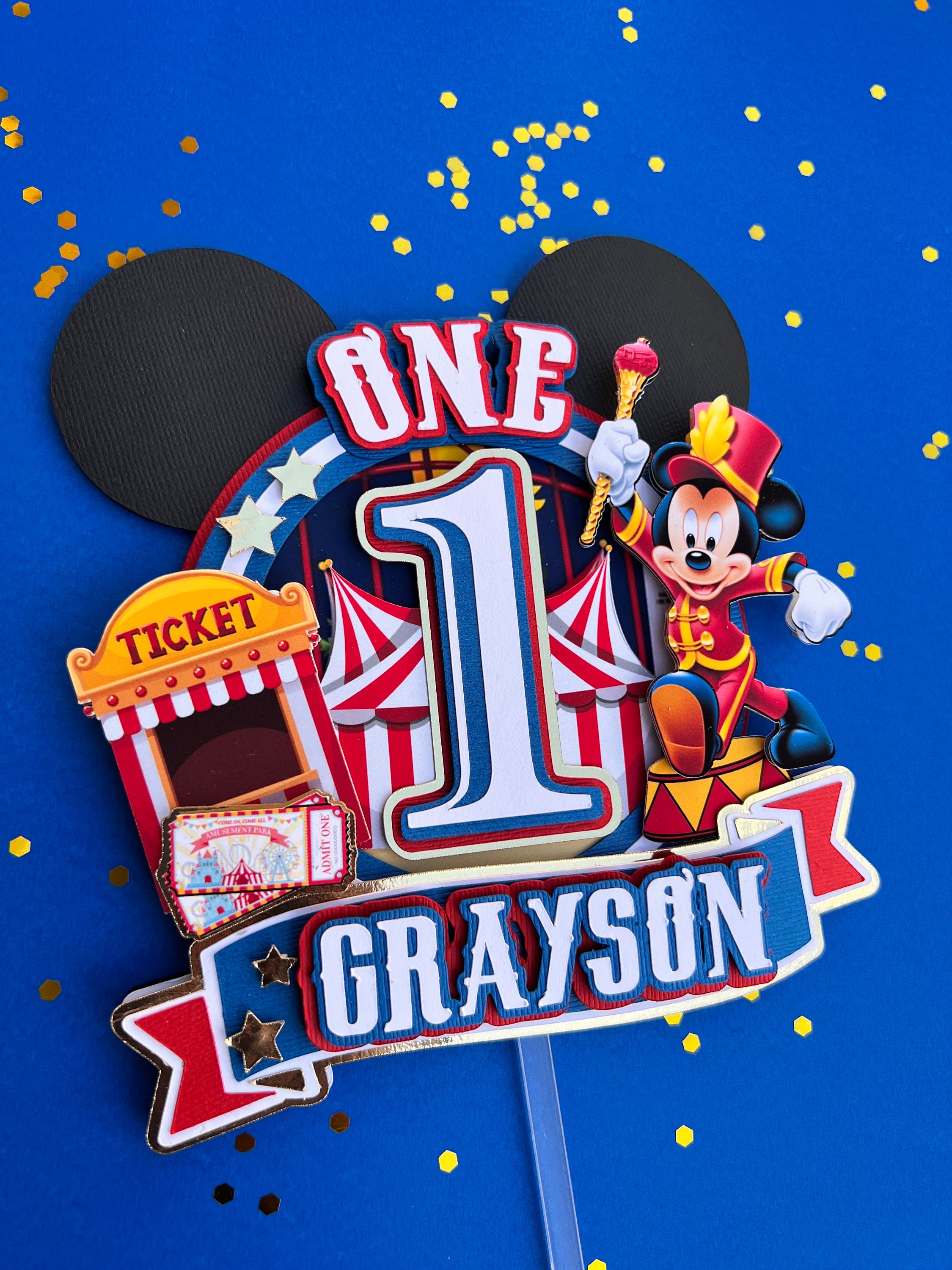 Mickey Mouse Circus Cake Topper, Cake Topper Carnival Mickey Mouse ...