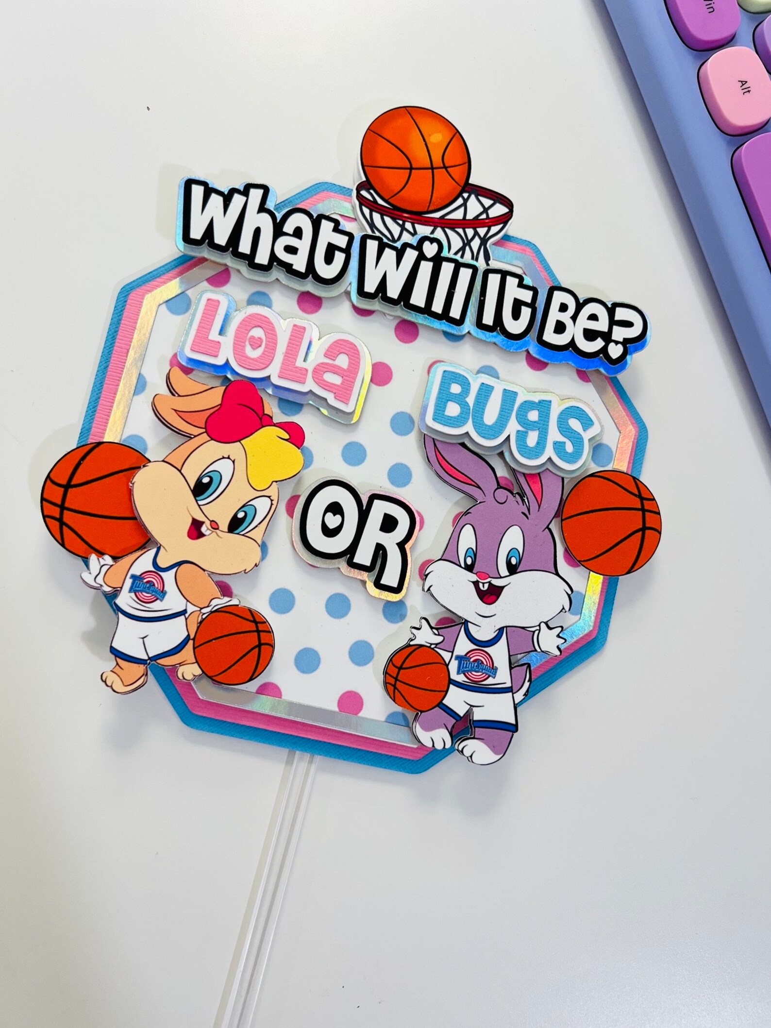 Gender Reveal Cake Topper, Space Jam Cake Topper, Space Jam Gender ...