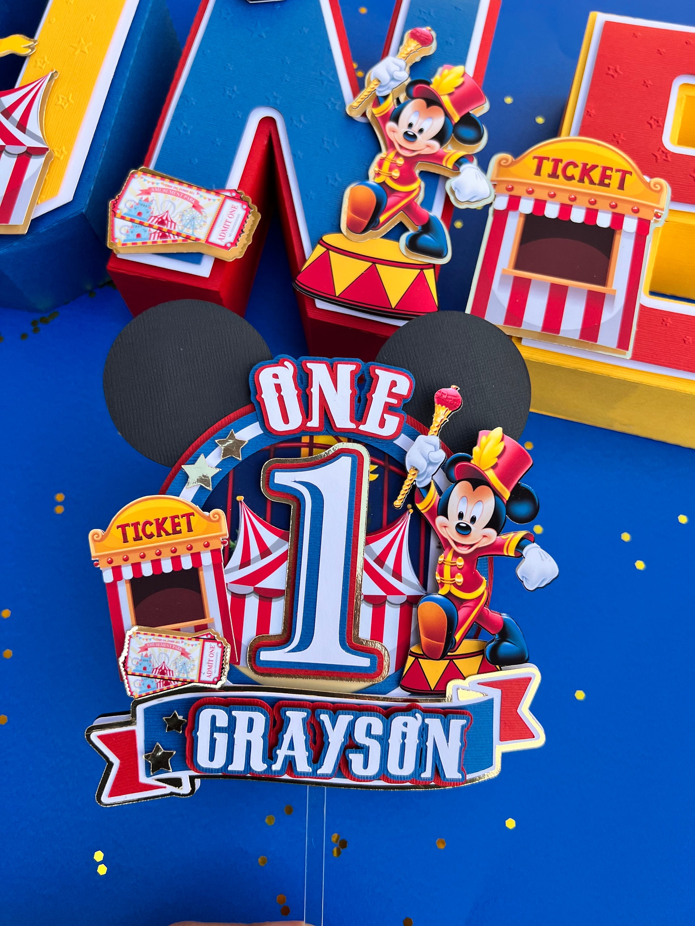 Mickey Mouse Circus Cake Topper, Cake Topper Carnival Mickey Mouse ...