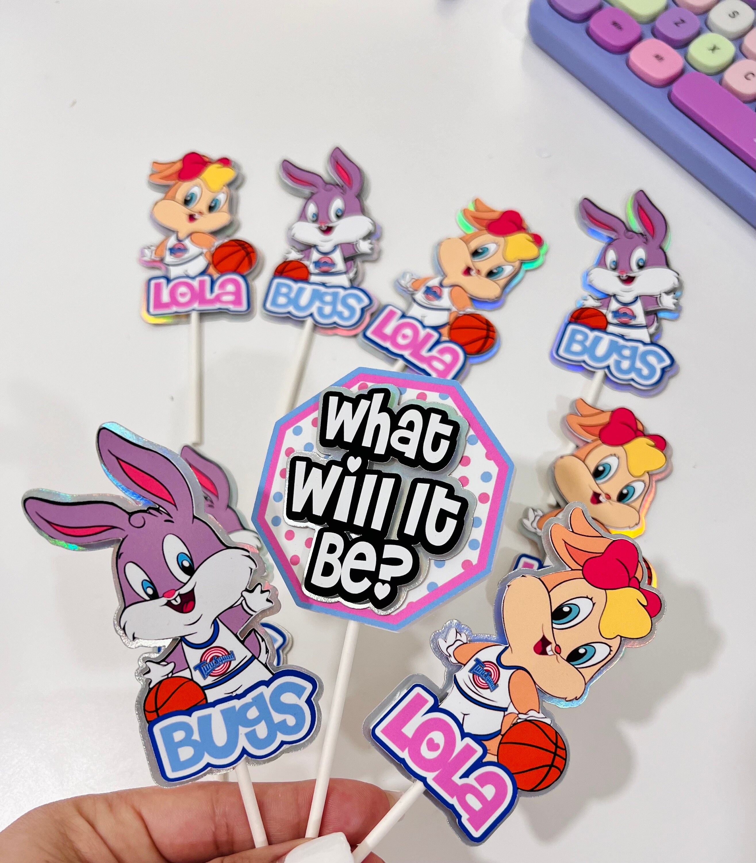 Gender Reveal Cake Topper, Space Jam Cake Topper, Space Jam Gender ...