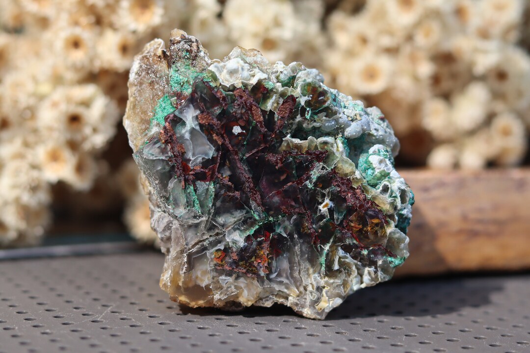 Polish Chrysocolla Native Copper on Chalcedony Specimen Chrysocolla ...