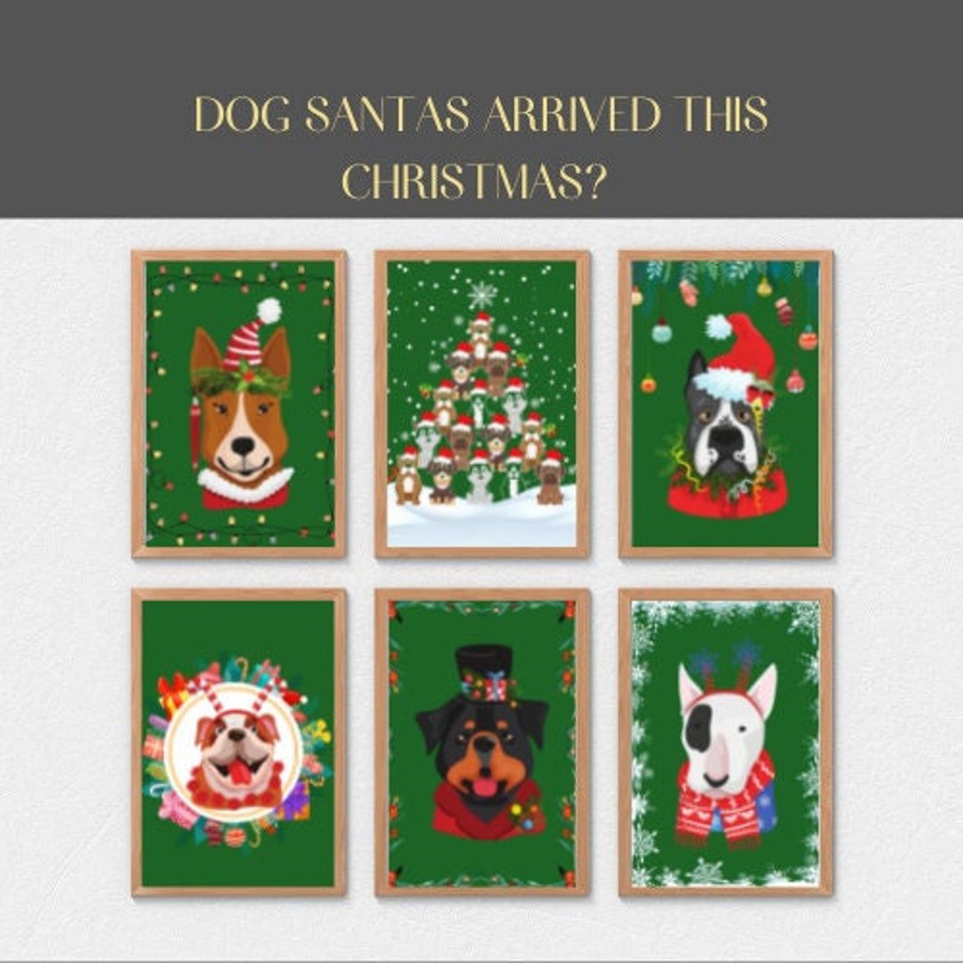 Downloadable, Printable Dog Christmas Wall Art, Poster, Portrait, Dog ...