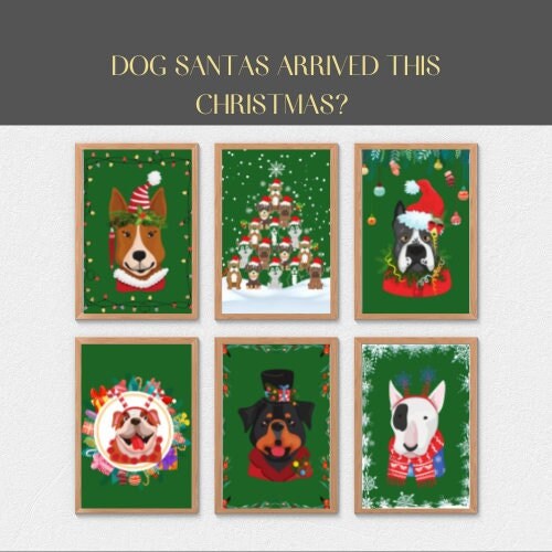 Downloadable, Printable Dog Christmas Wall Art, Poster, Portrait, Dog ...
